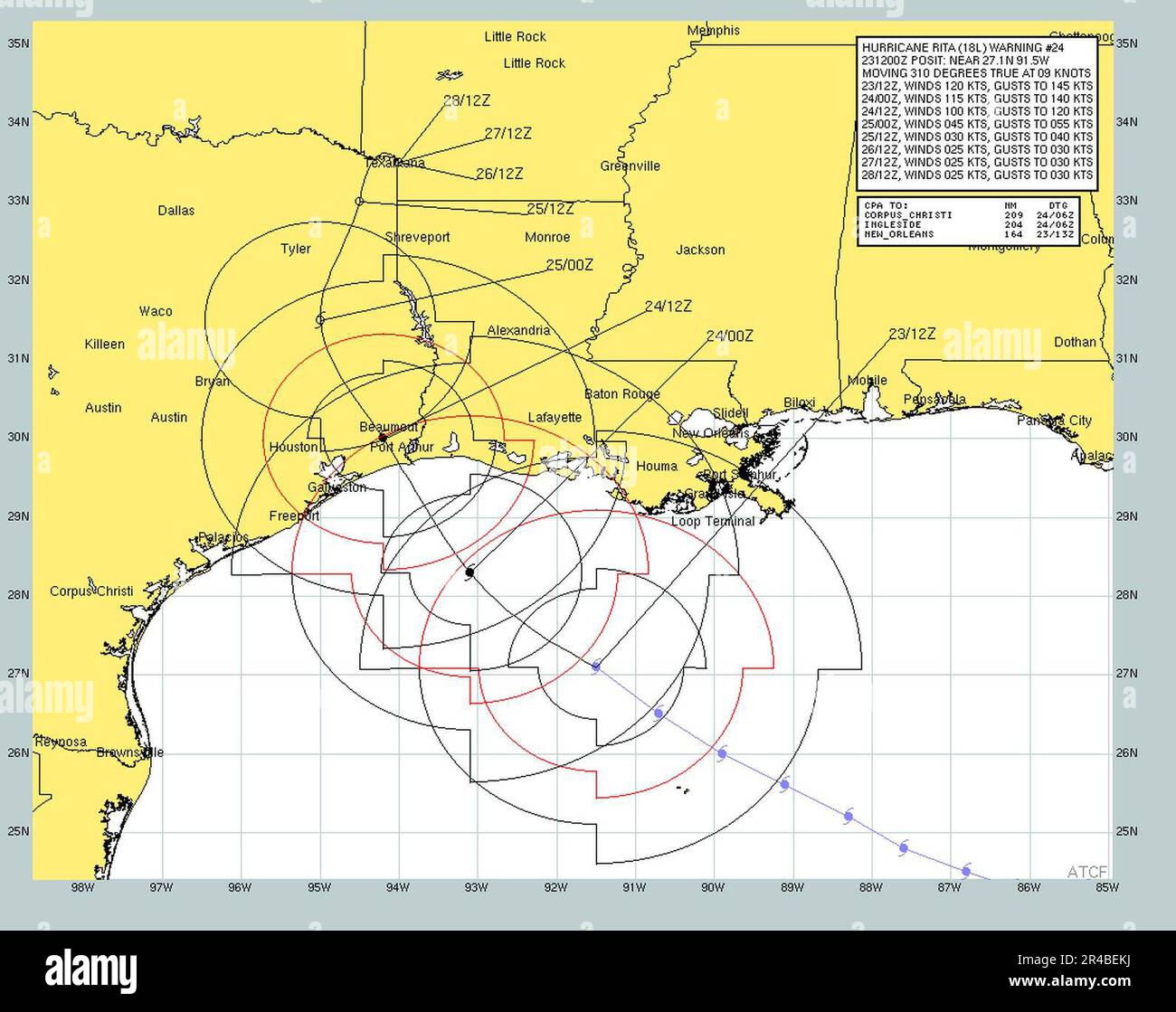 US Navy Current forecast projected path and wind speeds of Hurricane ...
