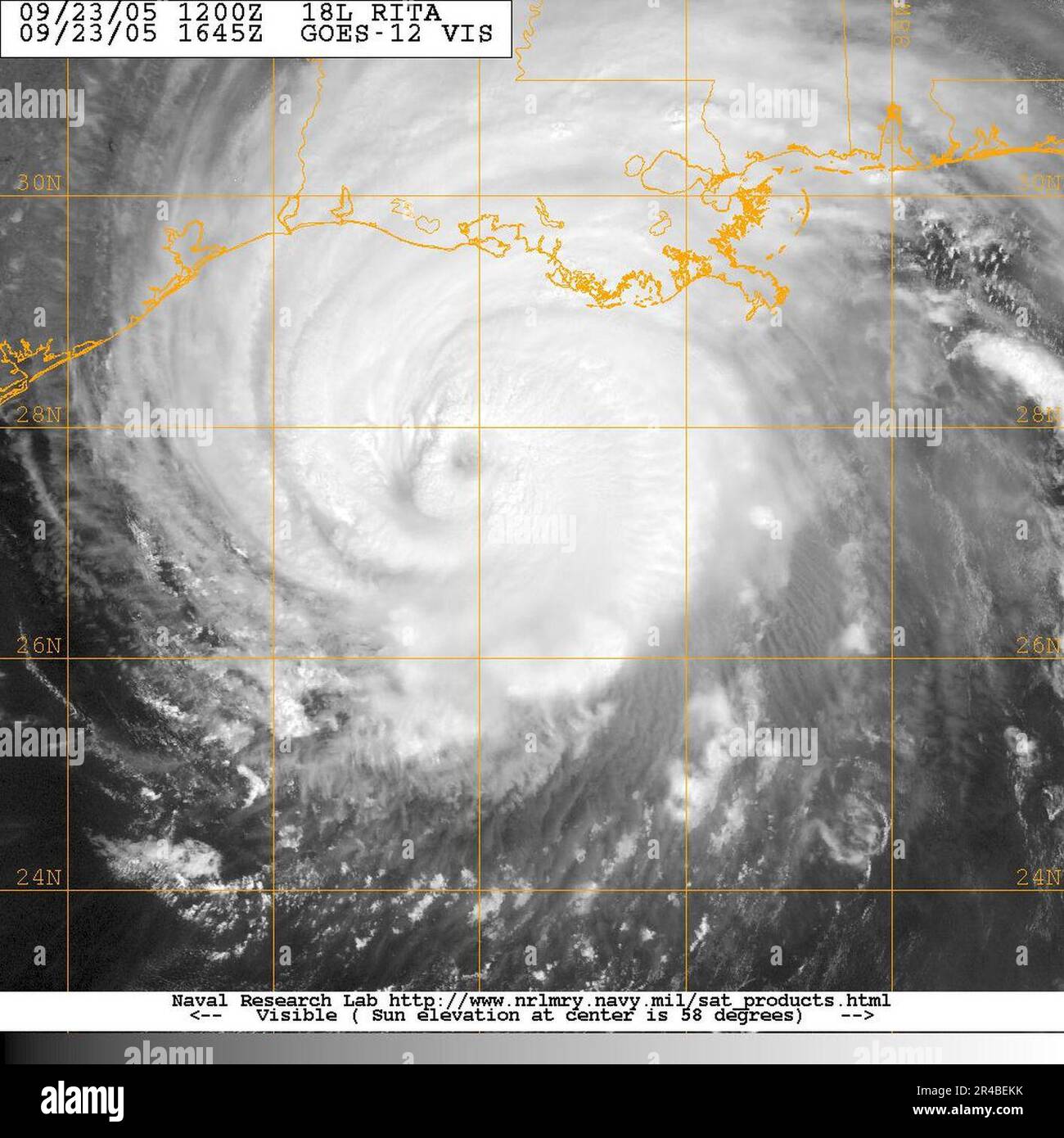 US Navy GOES-12 Satellite image showing the status of Hurricane Rita at ...