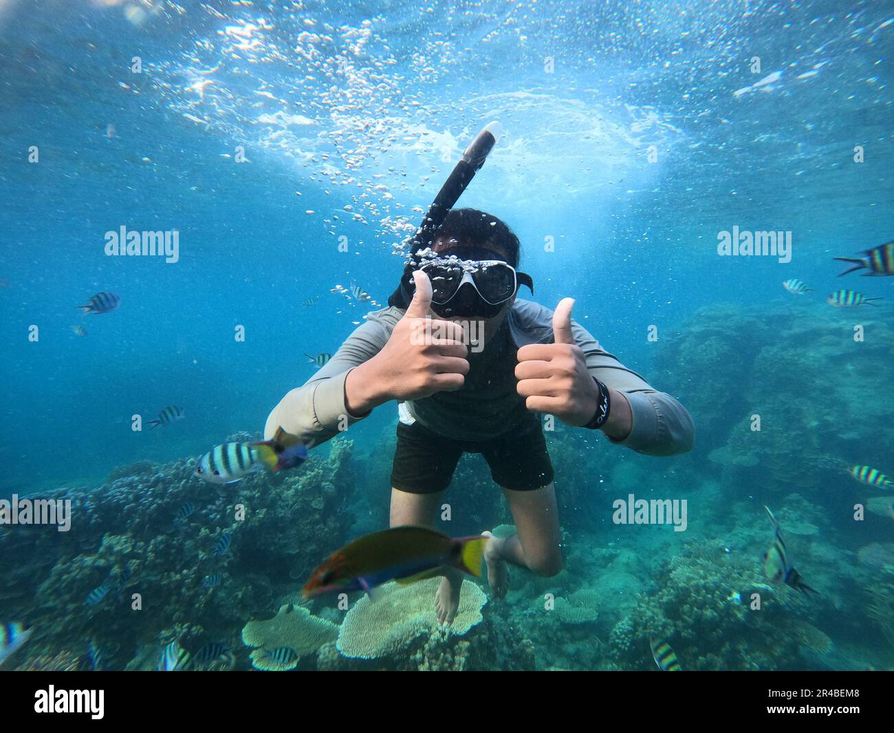 A man is captured in a dynamic mid-air dive while surrounded by a ...
