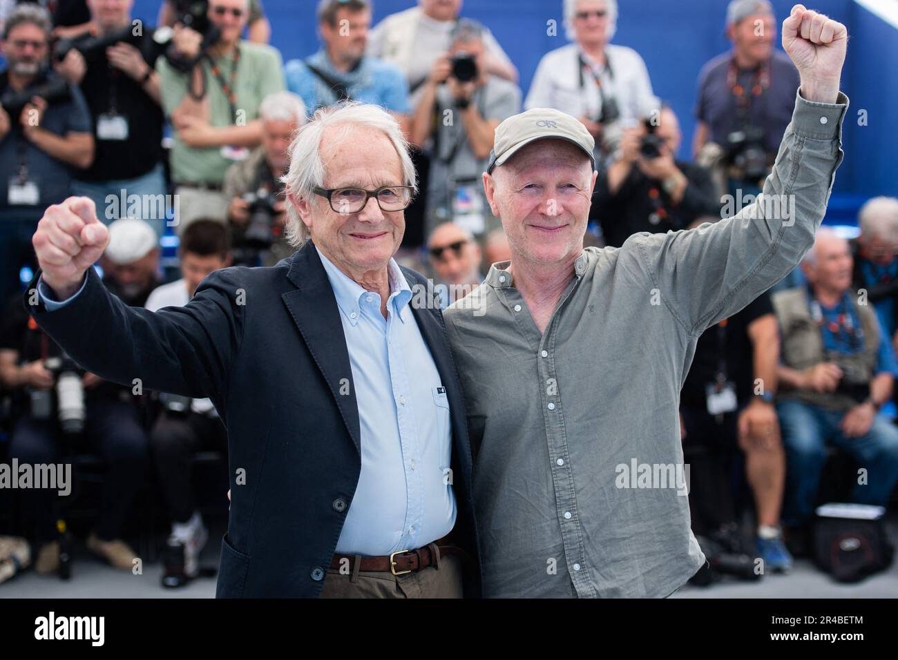 Cannes, France. 27th May, 2023. Ken Loach and Paul Laverty attending ...
