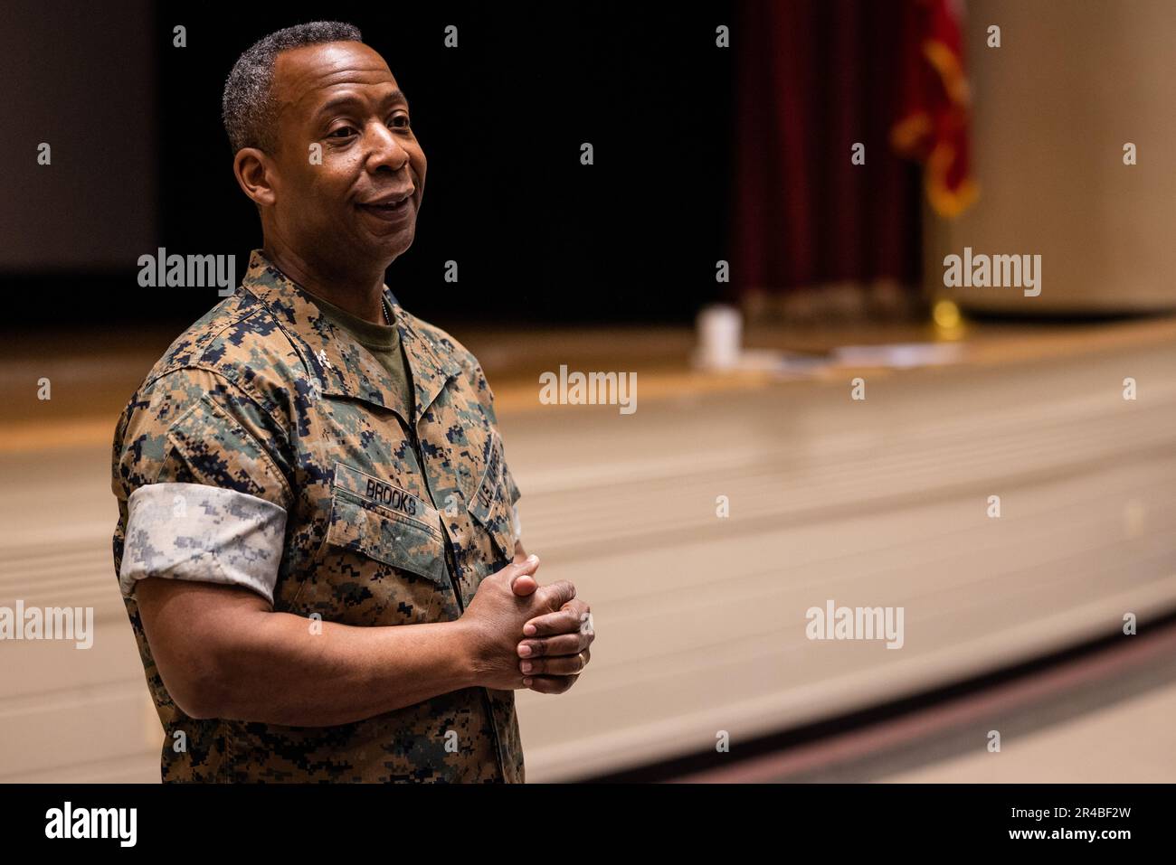 U.S. Marine Corps Col. Michael L. Brooks, base commander, Marine Corps ...