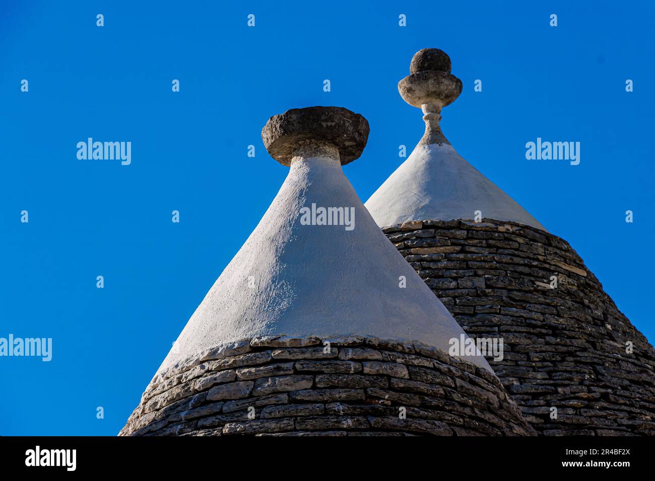 The trulli, typical limestone dwellings of Alberobello in southern ...