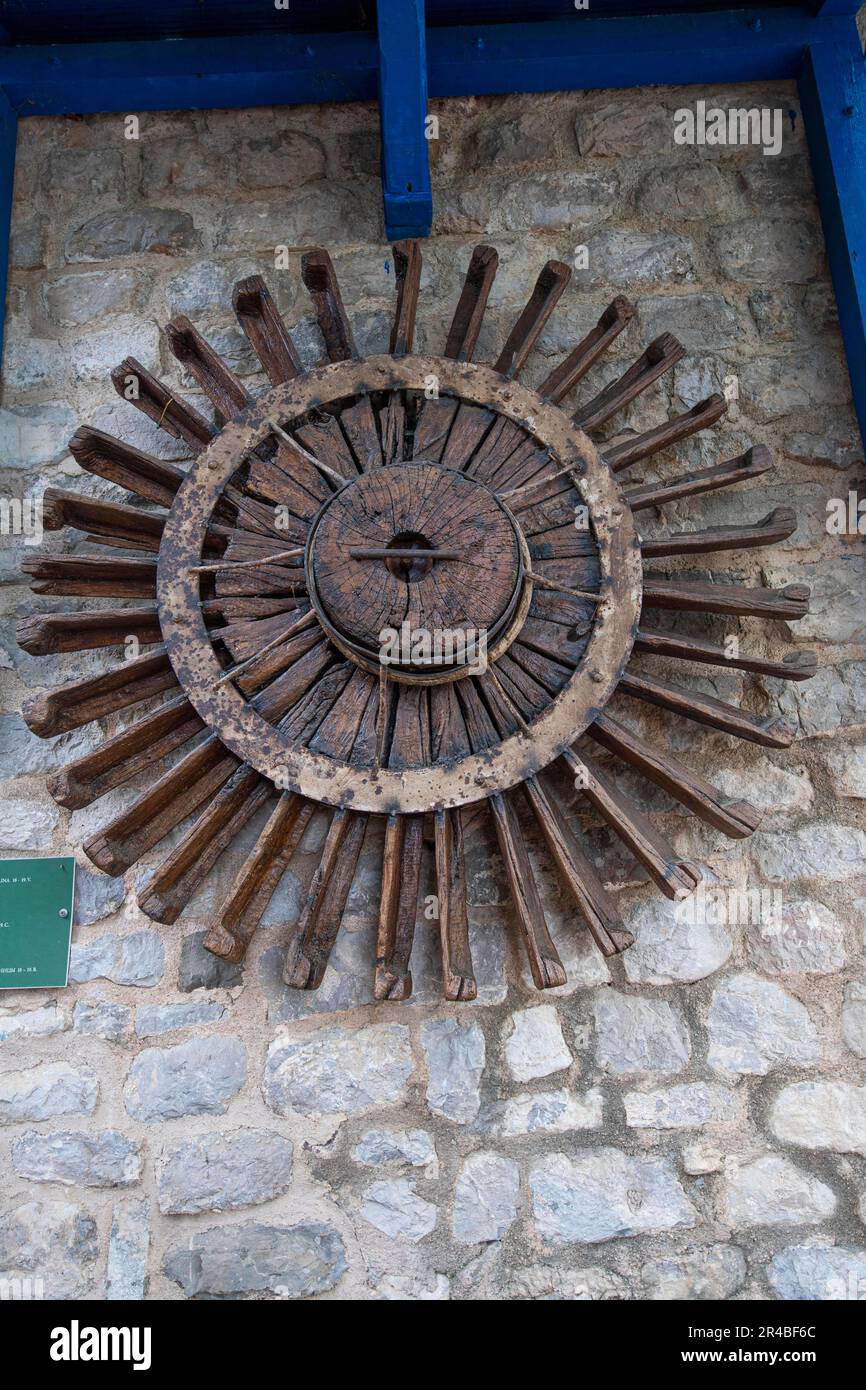 Old wheel of a water mill, historic Old Town Bar, Stari Bar, Montenegro ...