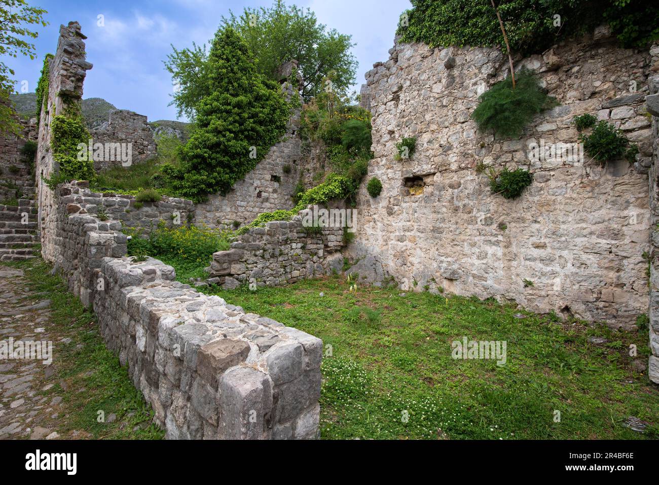 Ruins of the historic Old Town Bar, Stari Bar, Montenegro Stock Photo ...