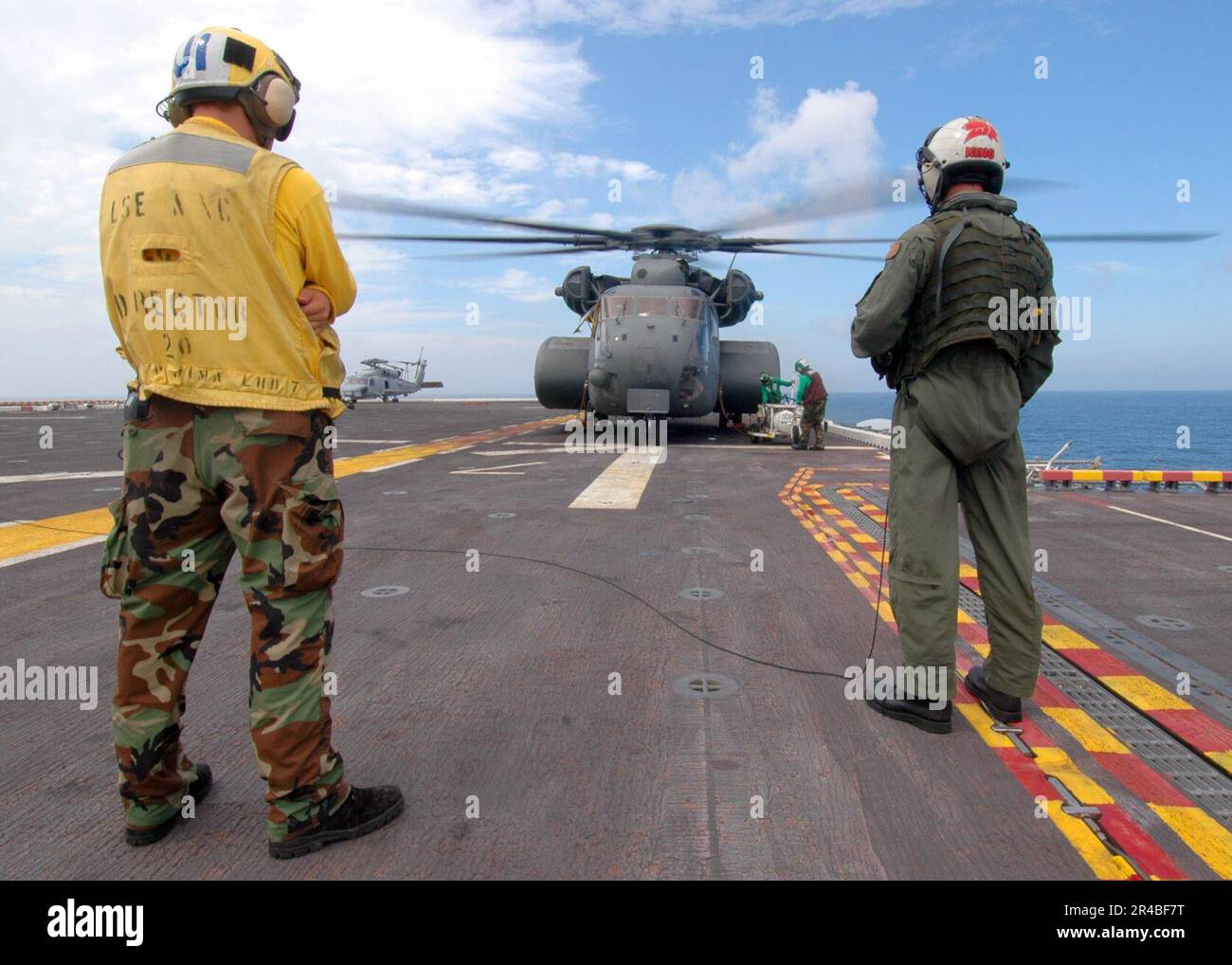 US Navy A crew chief assigned to Helicopter Mine Countermeasures ...