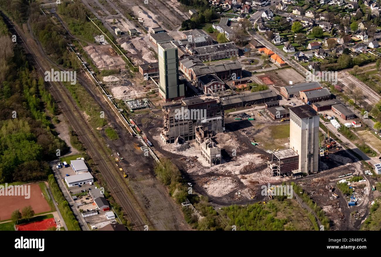 Aerial view of the deconstruction of the former Westerholt colliery on ...