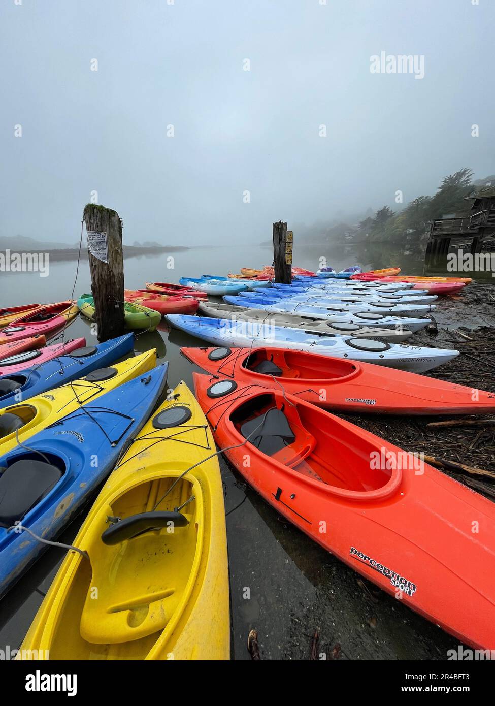 The multiple boats are lined up alongside one another, with wooden ...