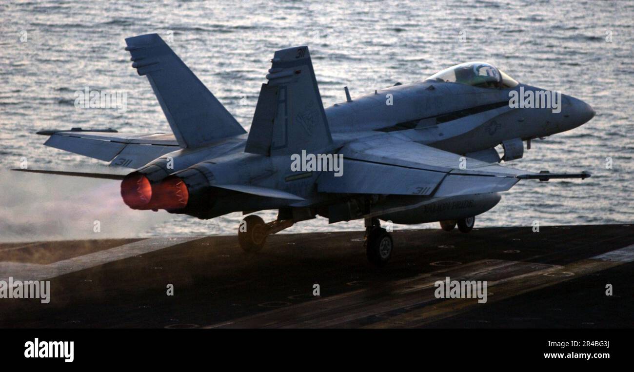 US Navy An F-A-18C Hornet, assigned to the Valions of Strike Fighter ...