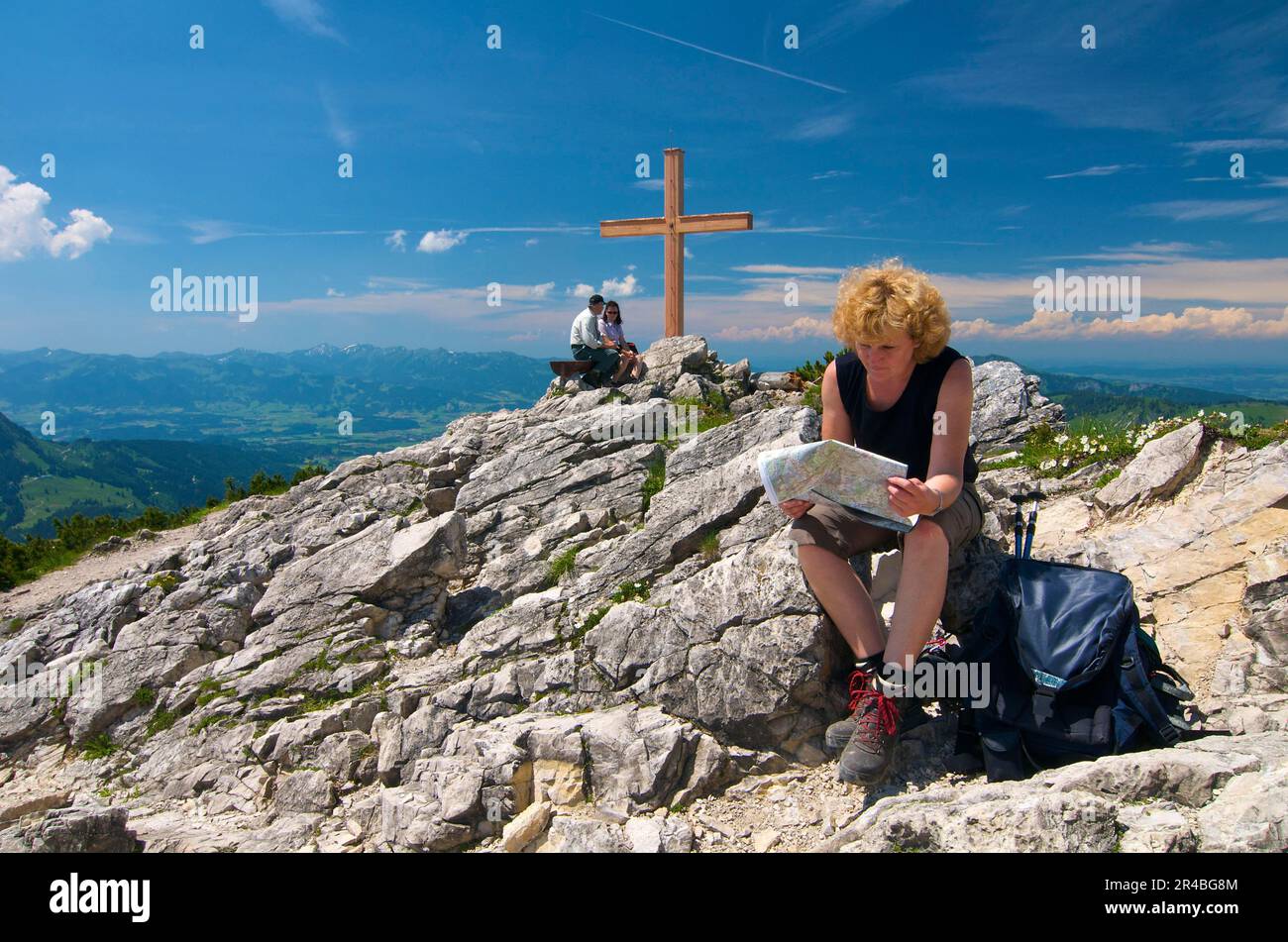 Summit of the Iseler, Oberjoch, Allgaeu, Bavaria, Germany, summit cross ...
