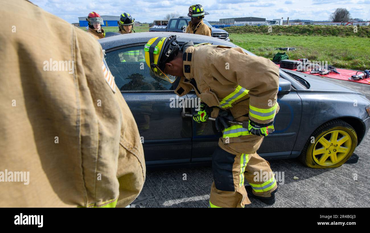 U.S. Air Force Sr. Airman Kaine Jackson, a Firefighter with the 424th ...