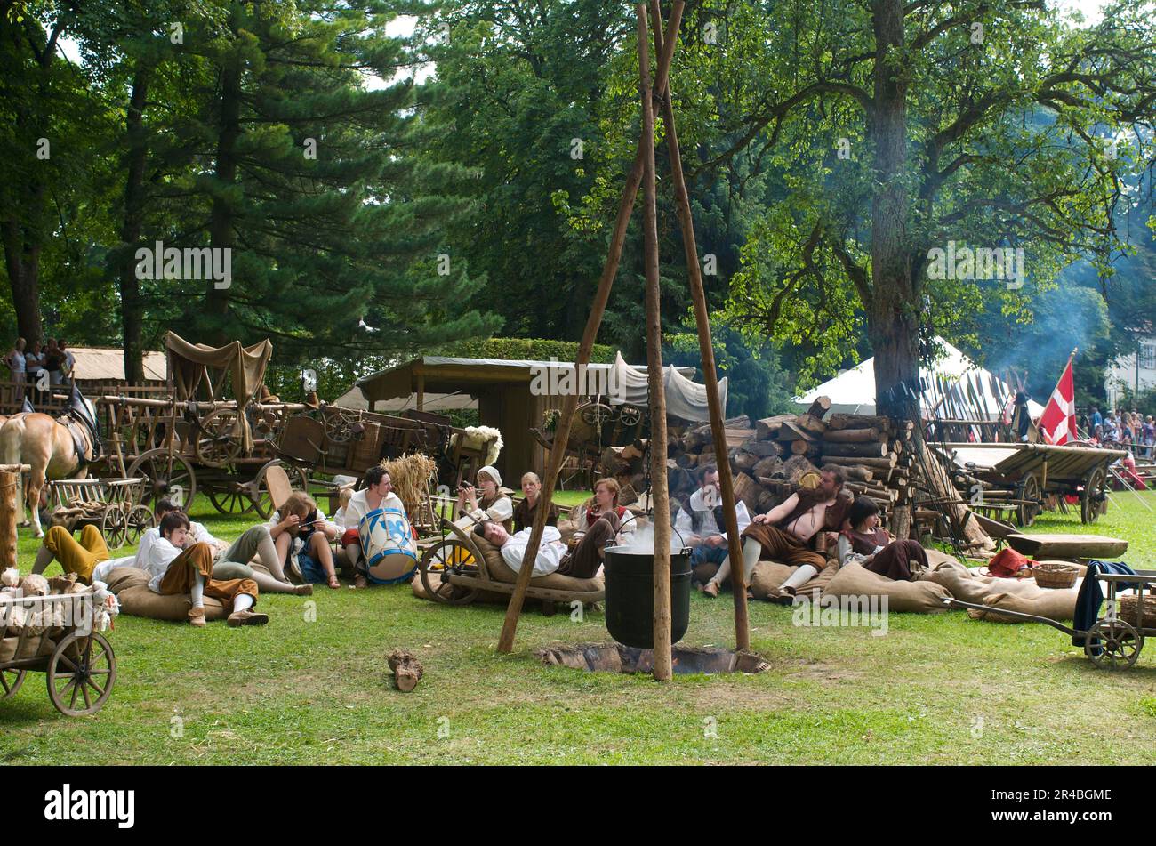 Camp life in the Wallenstein summer of 1630, Memmingen, Allgaeu, Swabia ...