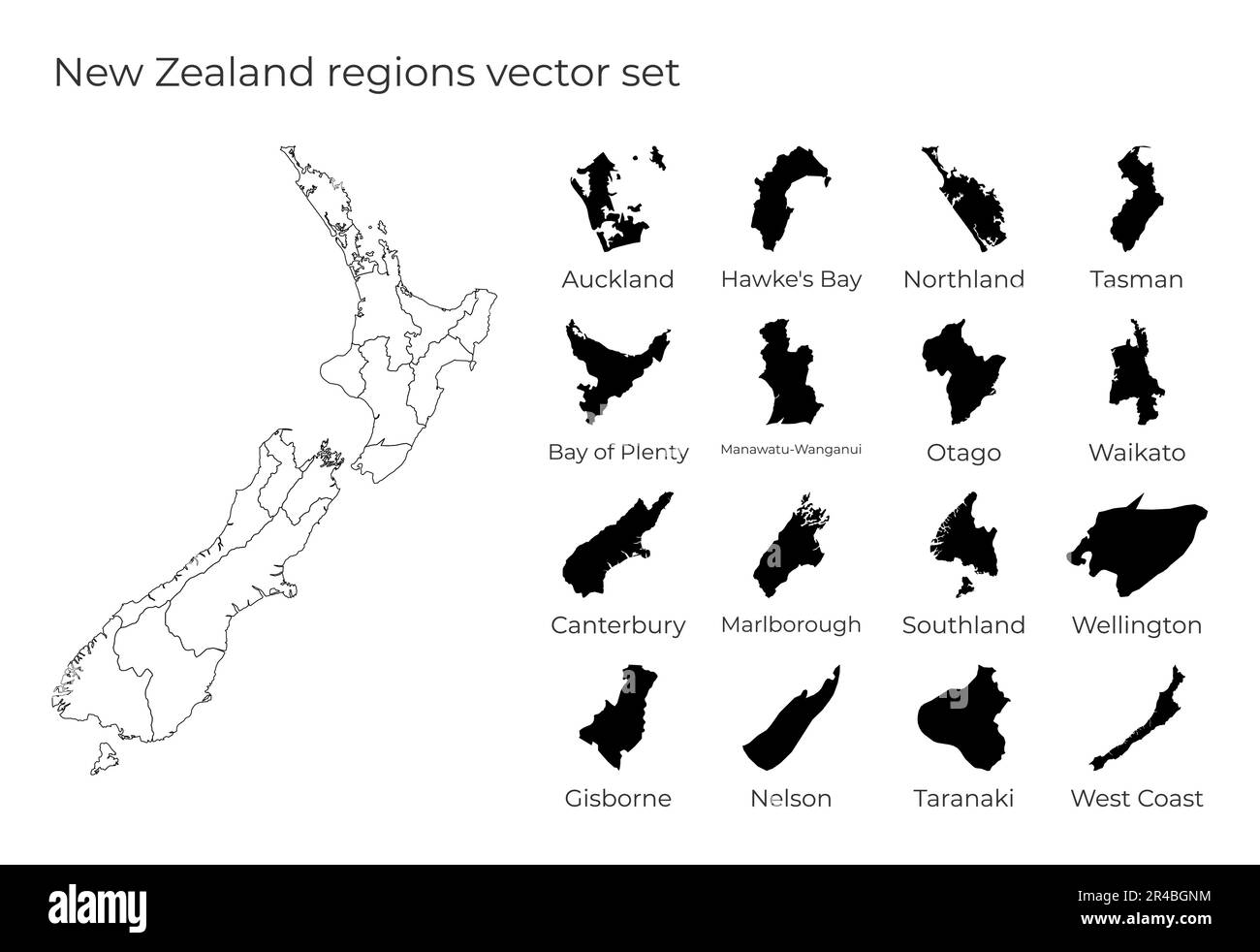 Regions new zealand map hi-res stock photography and images - Alamy