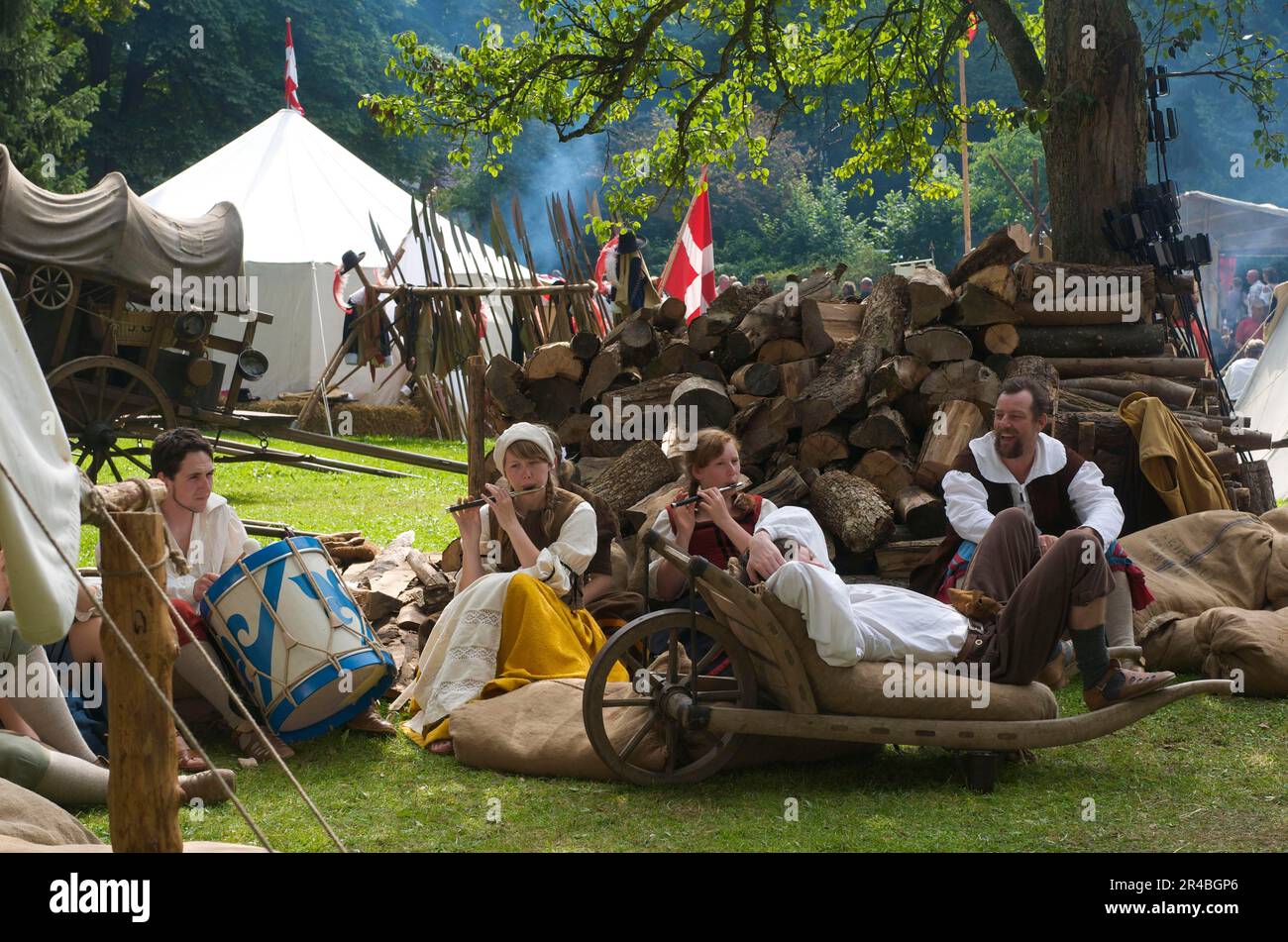 Camp life in the Wallenstein summer of 1630, Memmingen, Allgaeu, Swabia ...