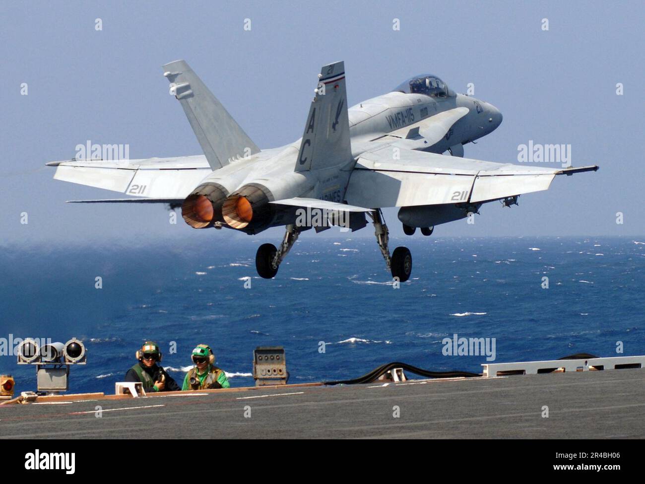 US Navy An F-A-18A- Hornet, assigned to the Silver Eagles of Marine ...