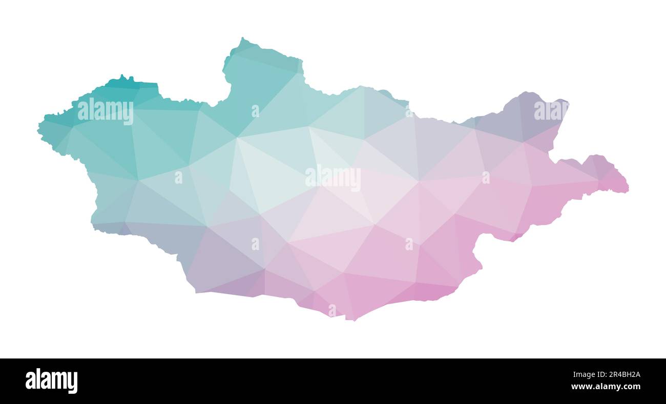 Polygonal map of Mongolia. Geometric illustration of the country in ...