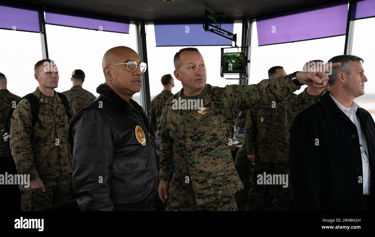 U.S. Marine Corps Lt. Gen. Brian W. Cavanaugh, left, the commanding ...
