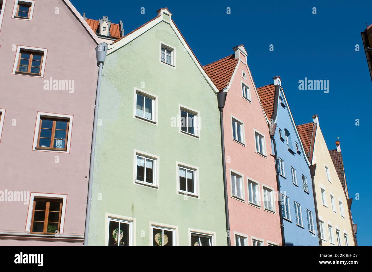 Old town, row of houses, Fuessen, Allgaeu, Bavaria, Germany Stock Photo ...