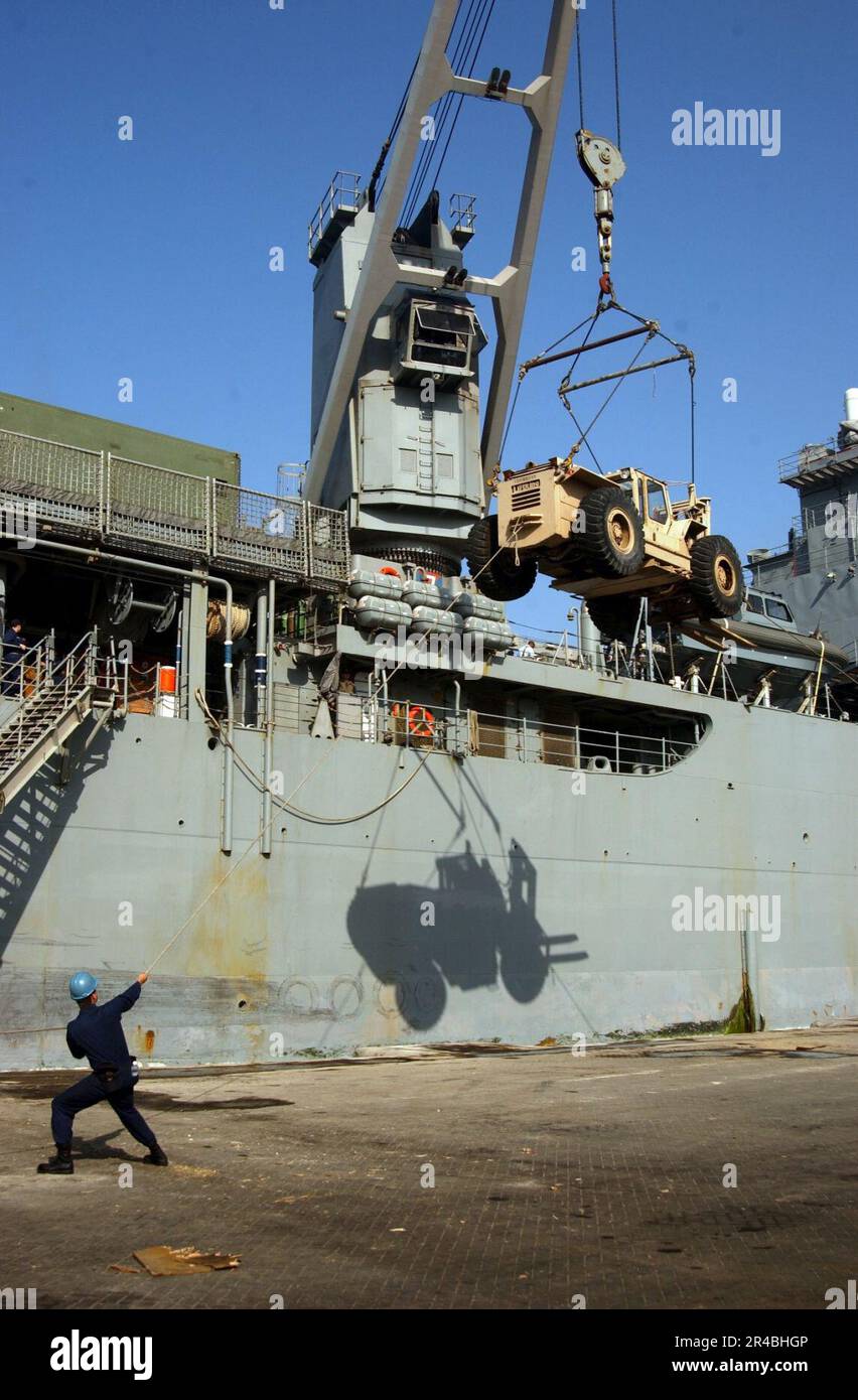 US Navy A crane aboard the dock landing ship USS Pearl Harbor (LSD 52 ...