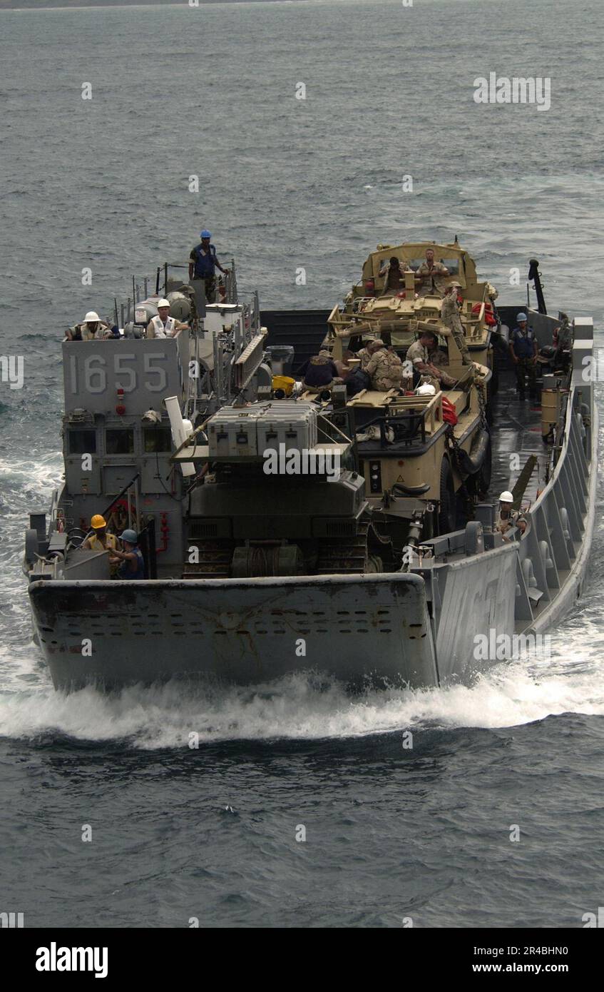US Navy A U.S. Navy Landing Craft, Utility (LCU), assigned to the dock ...