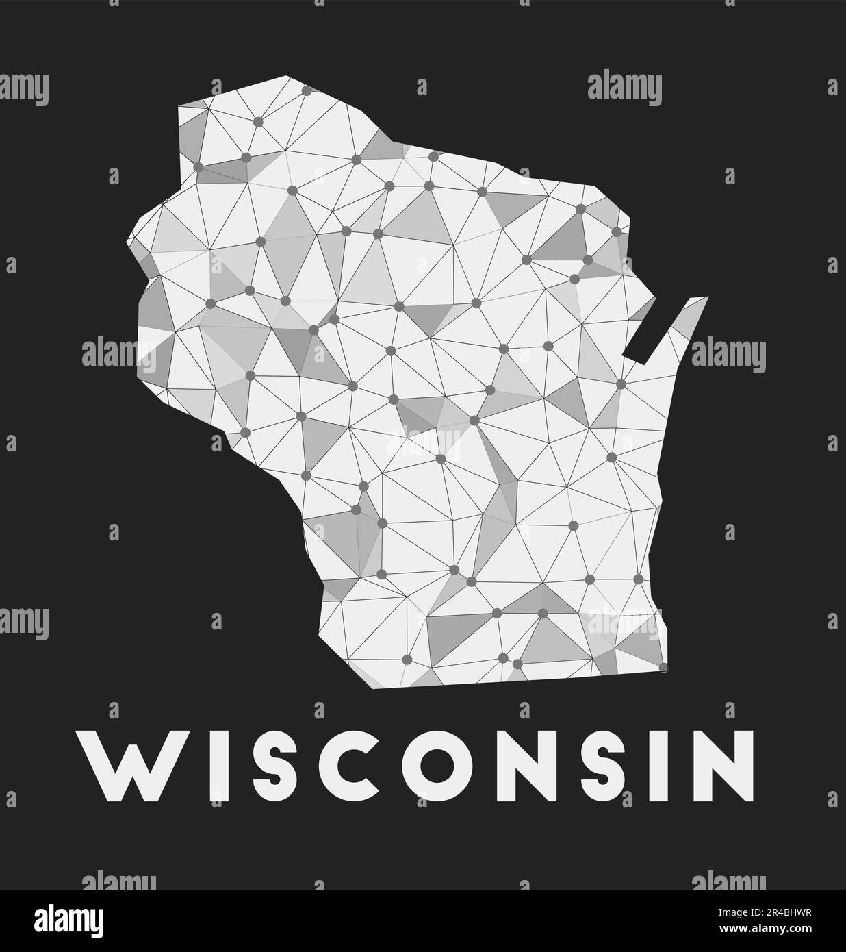 Wisconsin - communication network map of US state. Wisconsin trendy ...