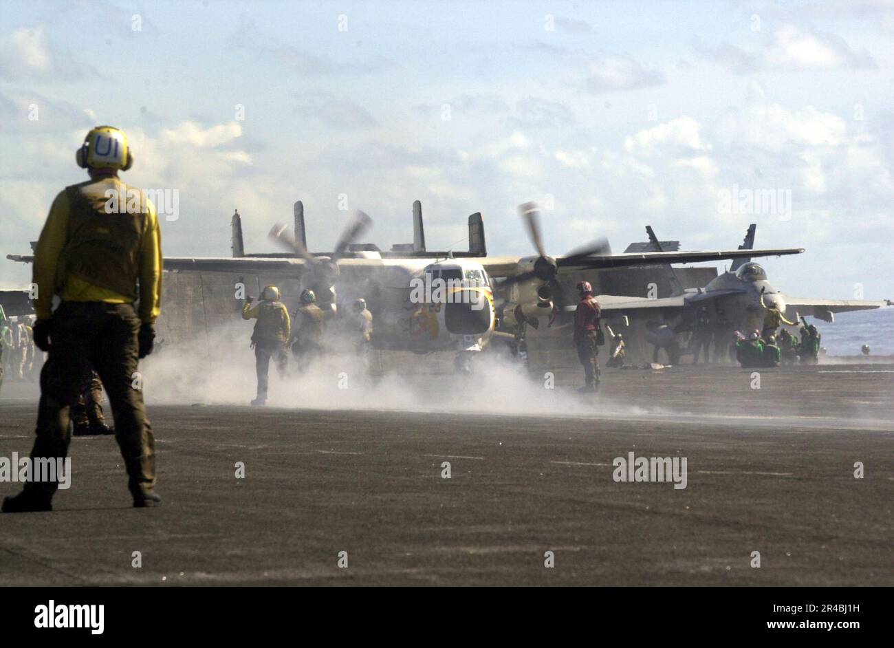 US Navy A C-2A Greyhound launches off the flight deck aboard the ...