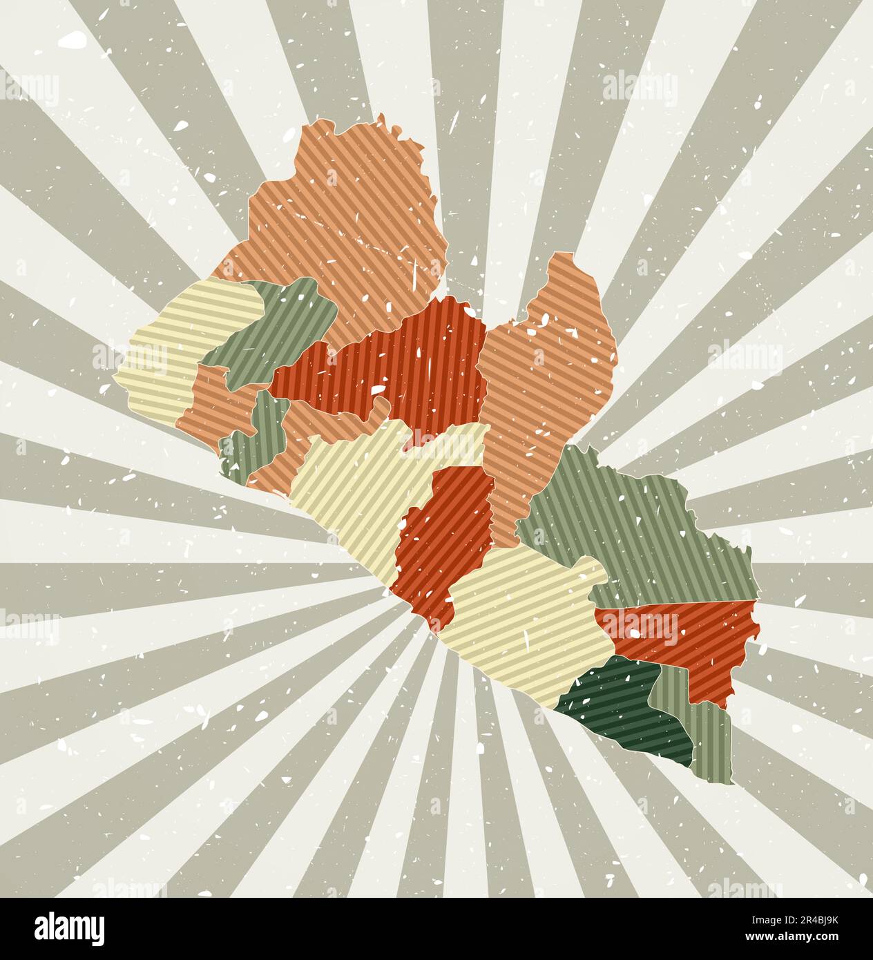 Liberia vintage map. Grunge poster with map of the country in retro ...