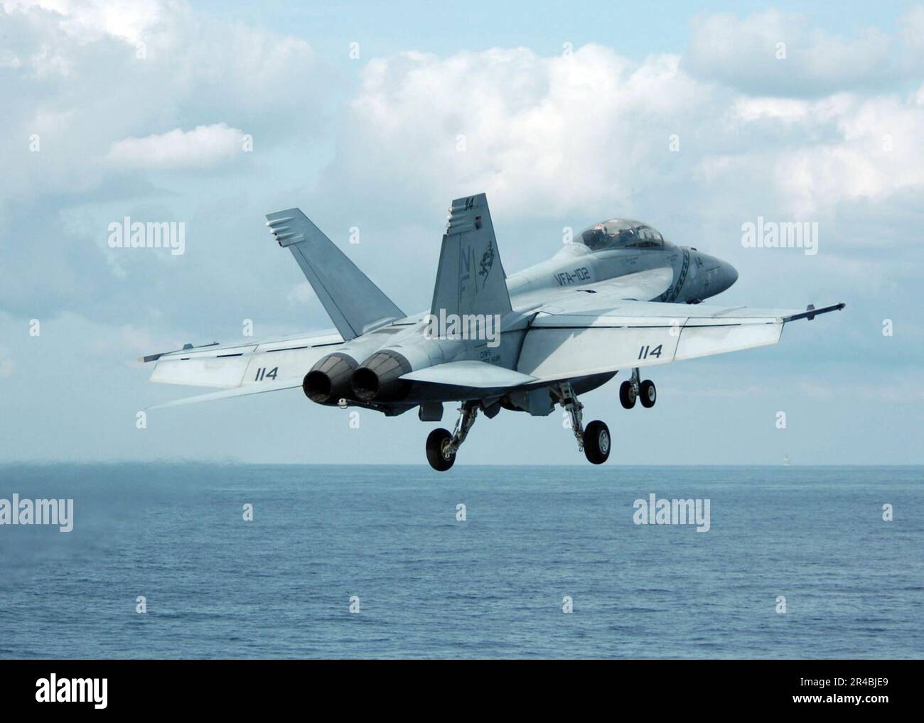 US Navy An F-A-18F Super Hornet, assigned to the Diamondbacks of Strike Fighter Squadron One ...