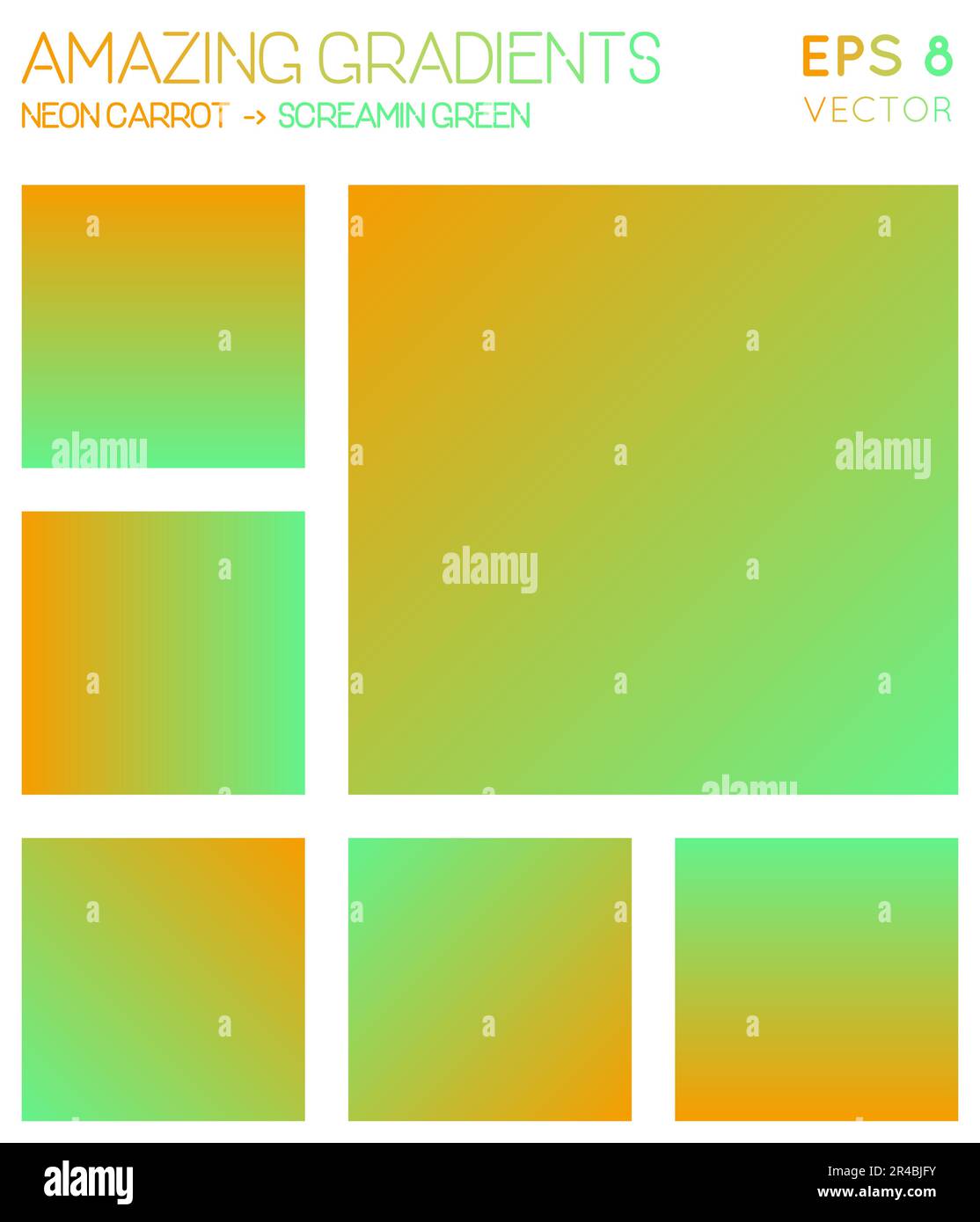 Colorful gradients in neon carrot and screamin' green color tones ...