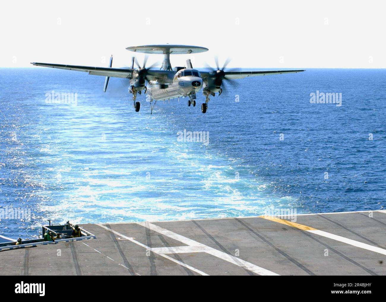 US Navy An E-2C Hawkeye, assigned to the Bluetails of Carrier Airborne ...