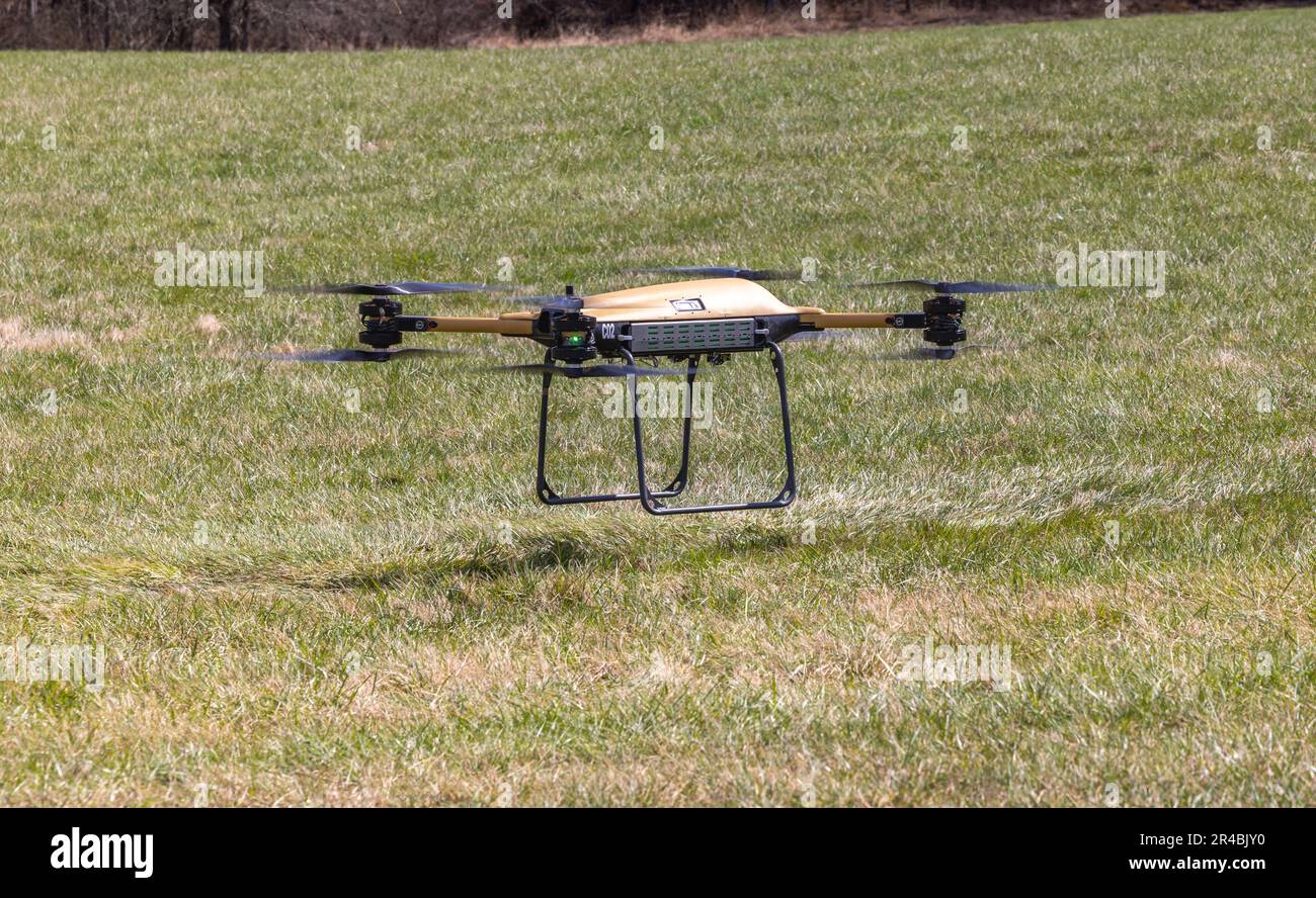 The Tactical Resupply Unmanned Aircraft System (TRUAS) lands during a ...