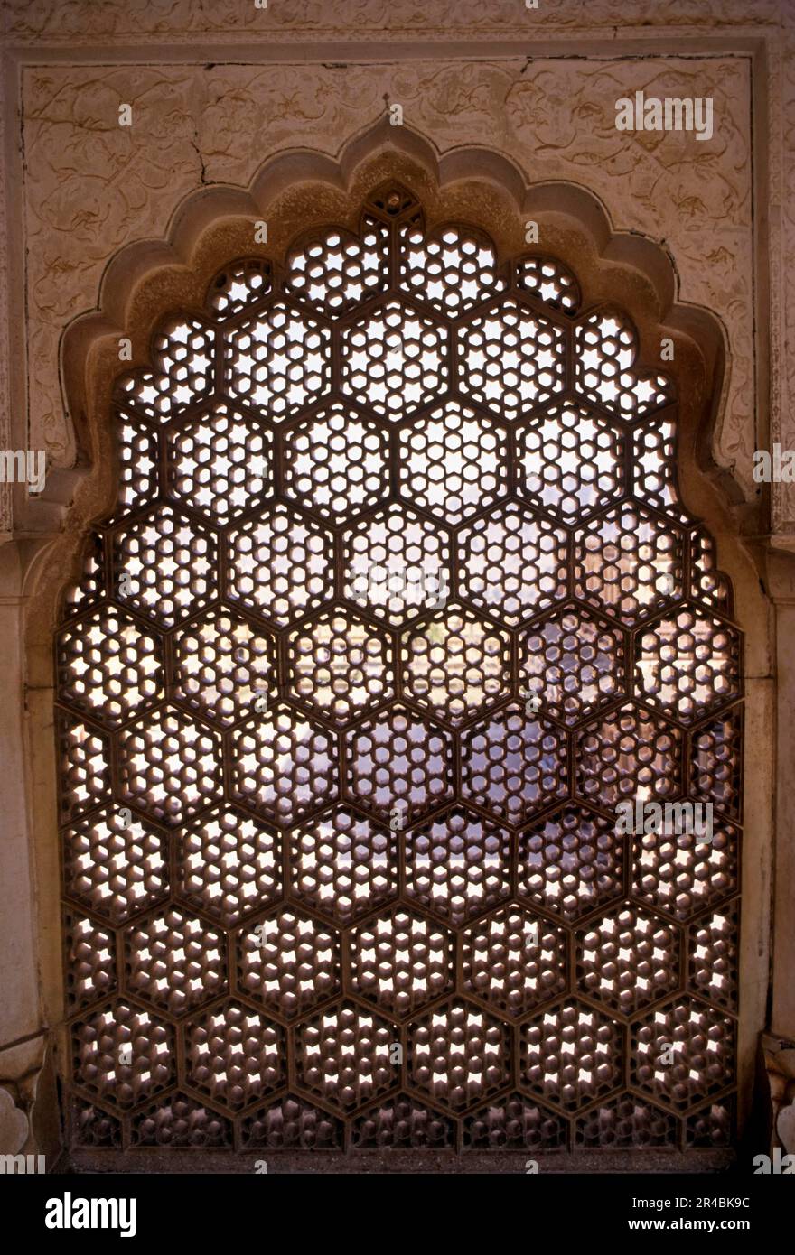 Carved window in Amber palace, Jaipur, Rajasthan, India, Asia Stock ...