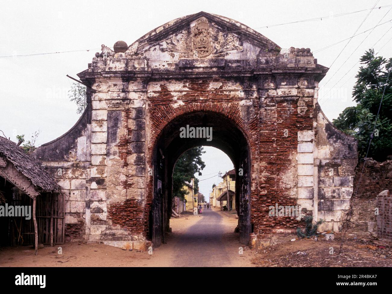 Entrance arch Danish settlement, Tranquebar Tarangambadi, Tamil Nadu ...