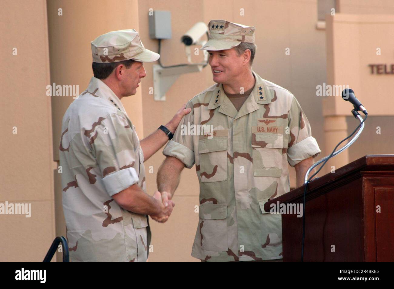 US Navy Vice Adm. David C. Nichols, Jr., left, shakes Vice Adm. Patrick ...