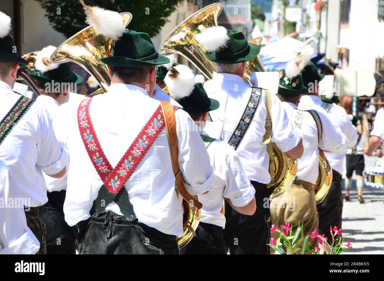 Bavaria, customs, Trachtler, brass band, back view Stock Photo - Alamy