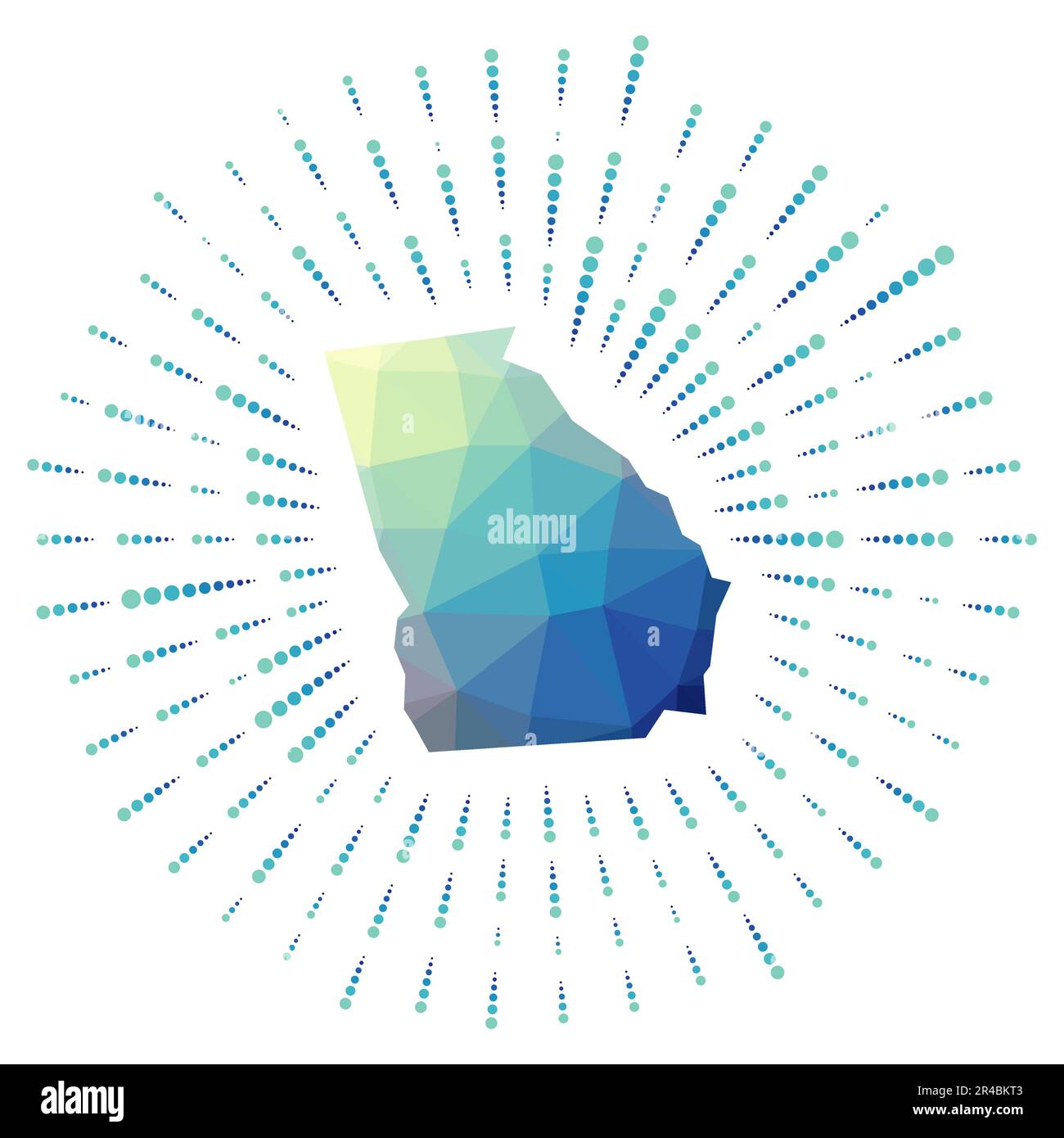 Shape of Georgia, polygonal sunburst. Map of the US state with colorful ...
