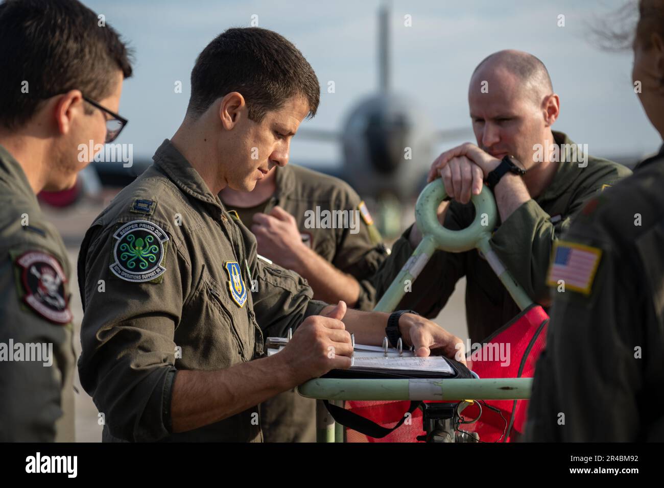 U.S. Air Force Airmen assigned to the 63rd Air Refueling Squadron ...