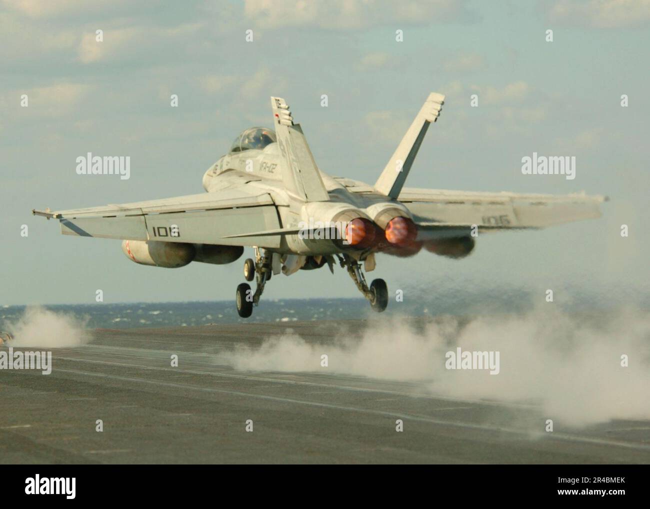 US Navy An F-A-18F Super Hornet, assigned to the Diamondbacks of Strike Fighter Squadron One ...