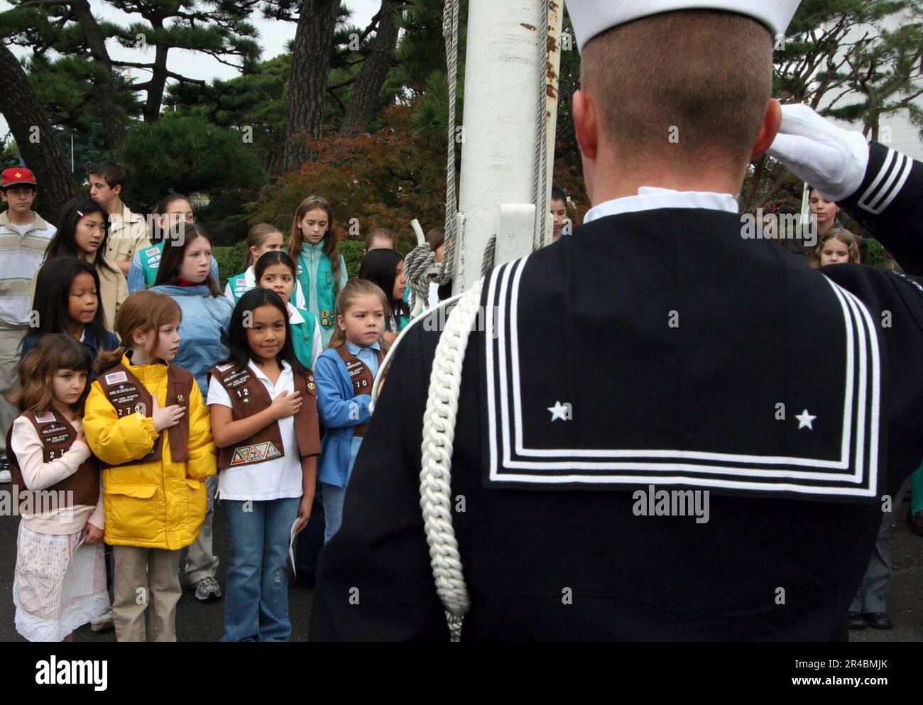 US Navy Four Brownie Girl Scouts render honors as Builder ...