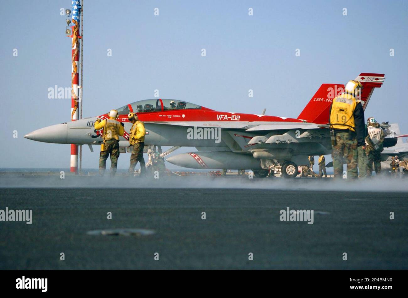 US Navy An F-A-18F Super Hornet, assigned to the Diamondbacks of Strike Fighter Squadron One ...
