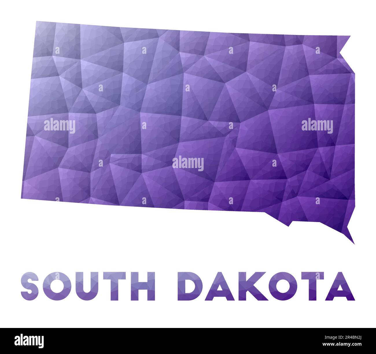 Map of South Dakota. Low poly illustration of the US state. Purple ...