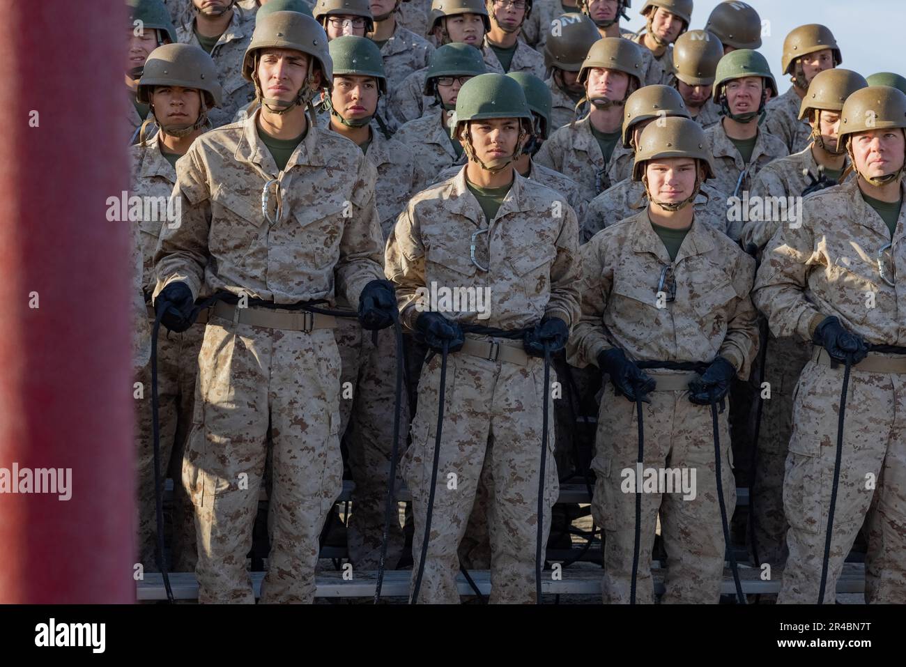 U.S. Marines with Alpha Company, 1st Recruit Training Battalion, tie ...
