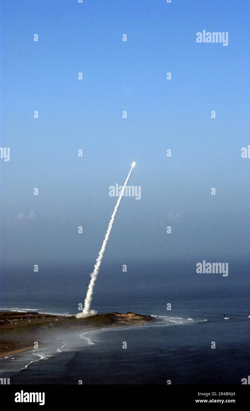 US Navy A medium-range separating target missile is seen seconds after ...
