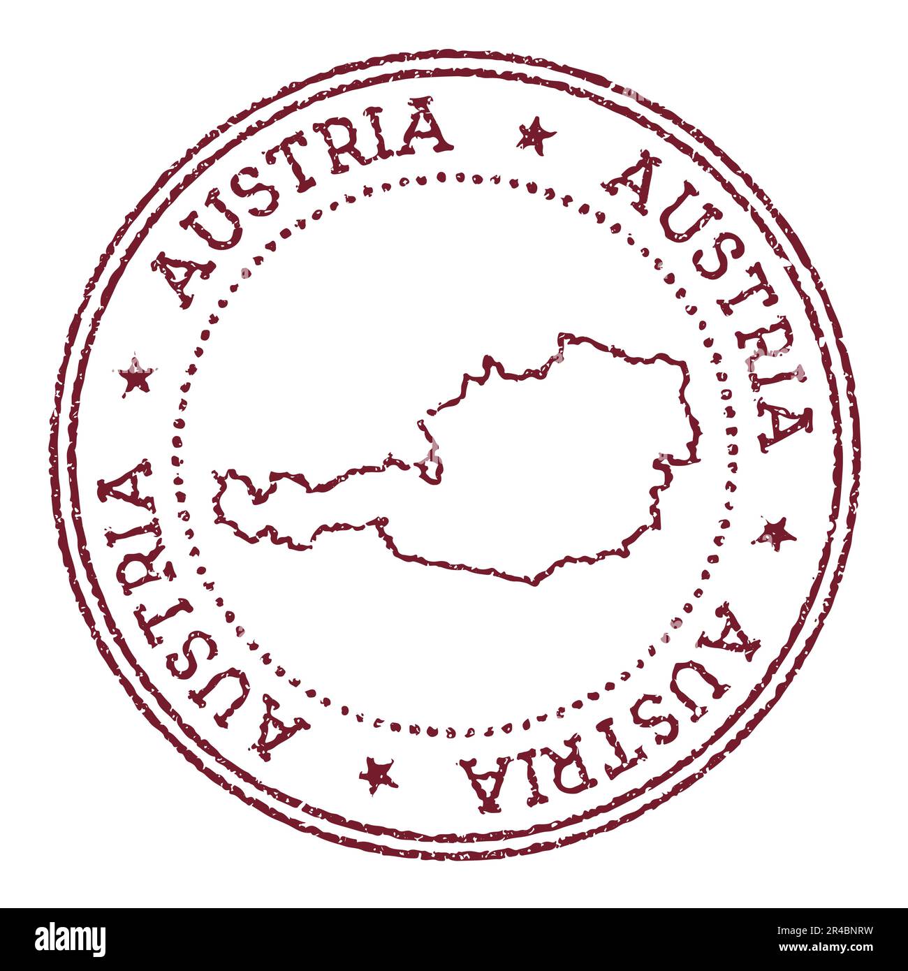 Austria round rubber stamp with country map. Vintage red passport stamp ...