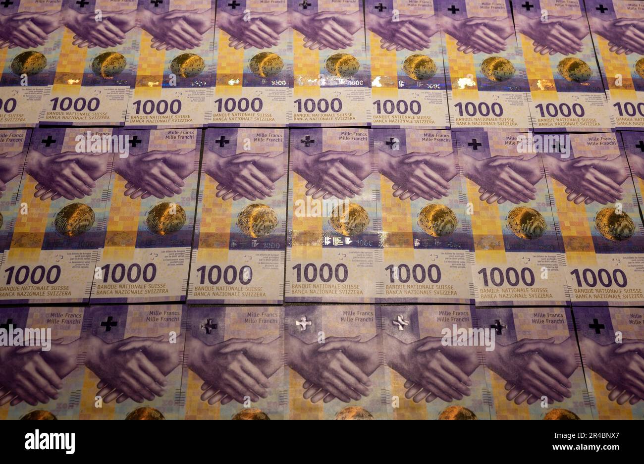 Many 1000 Swiss Franc Banknote on Table in Switzerland Stock Photo - Alamy