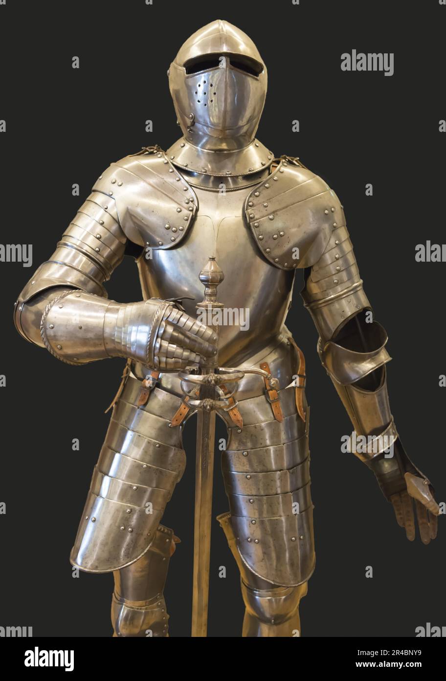 Suit of Armor on Black Background Stock Photo - Alamy