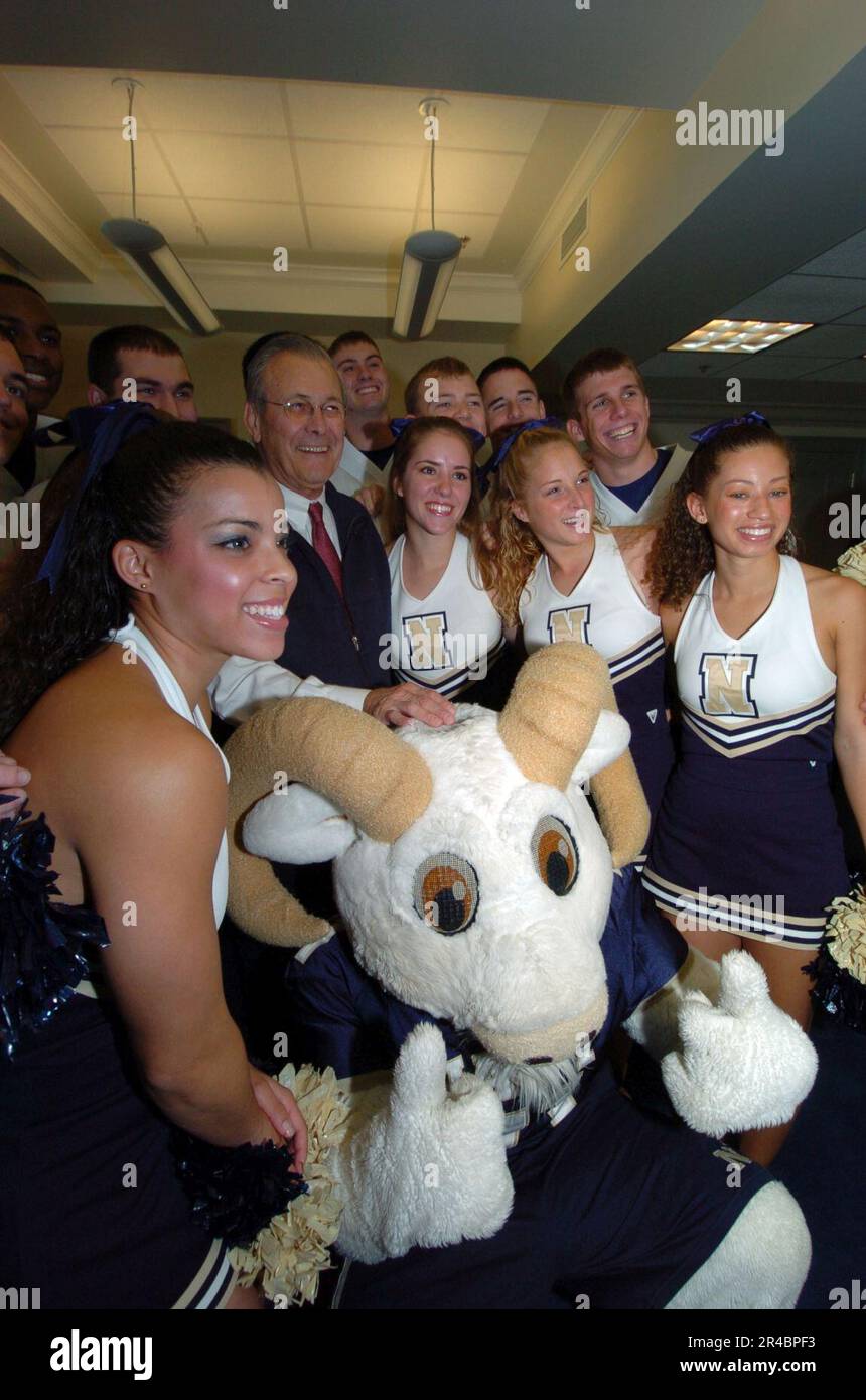 US Navy Secretary of Defense Donald Rumsfeld poses for a photograph ...