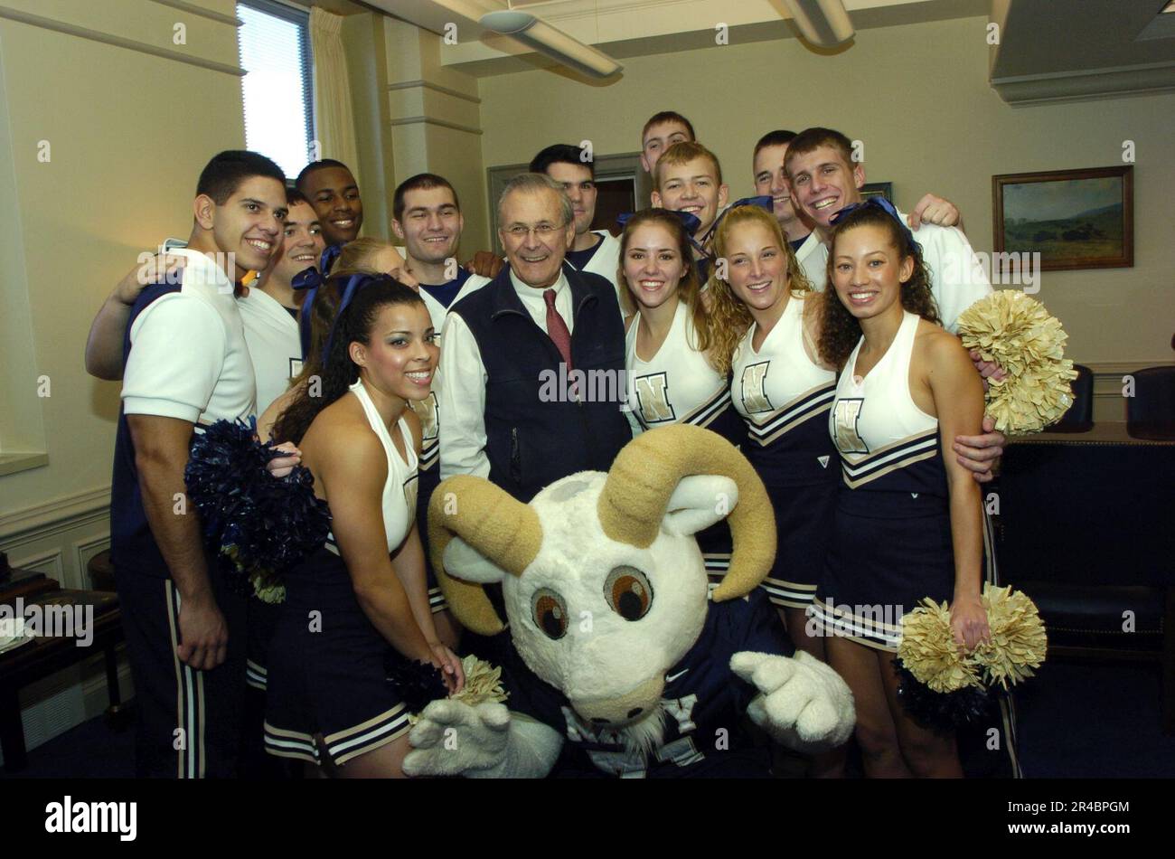 US Navy Secretary of Defense Donald Rumsfeld poses for a photograph ...