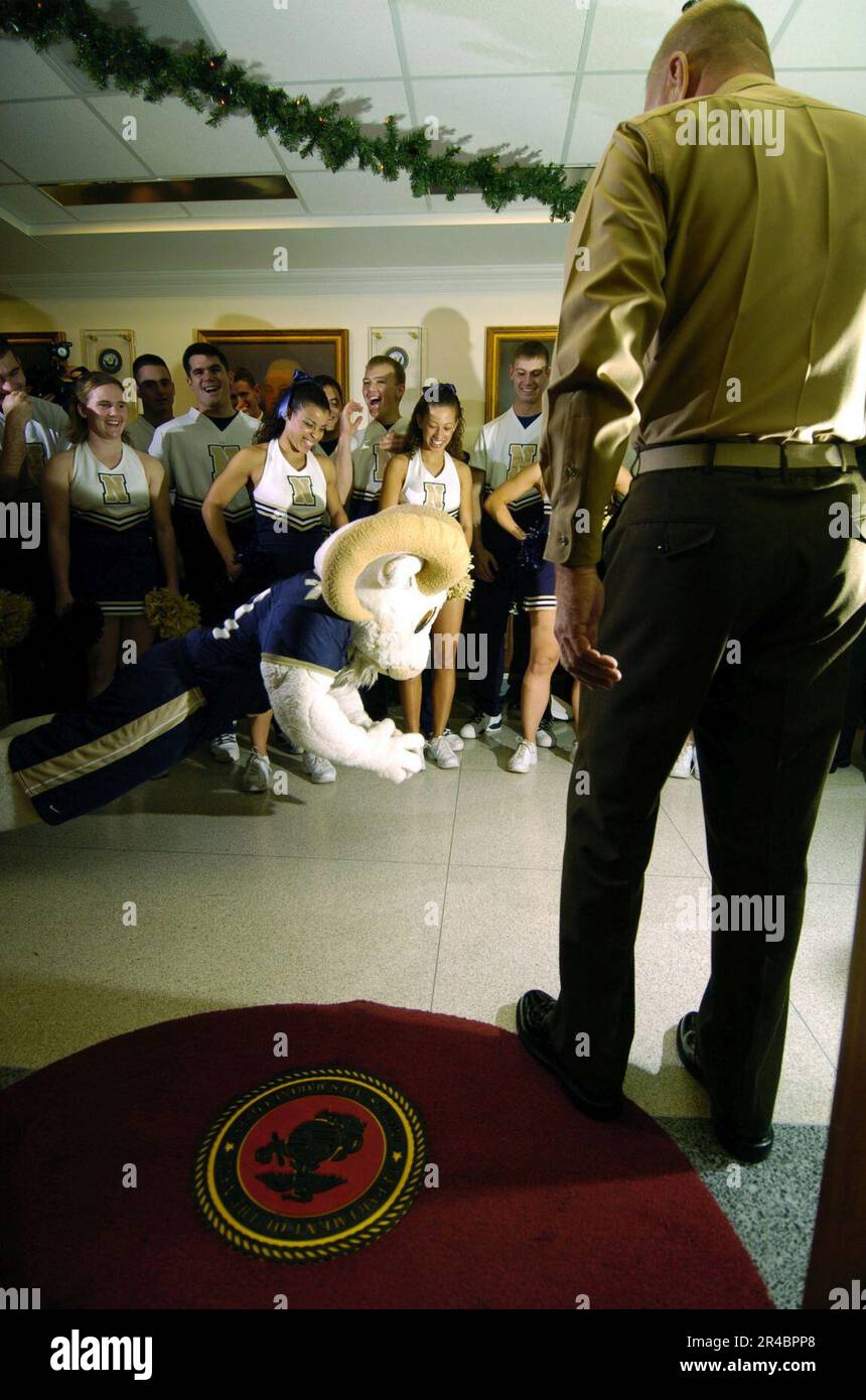 US Navy The U.S. Naval Academy mascot Bill the Goat performs pushups ...
