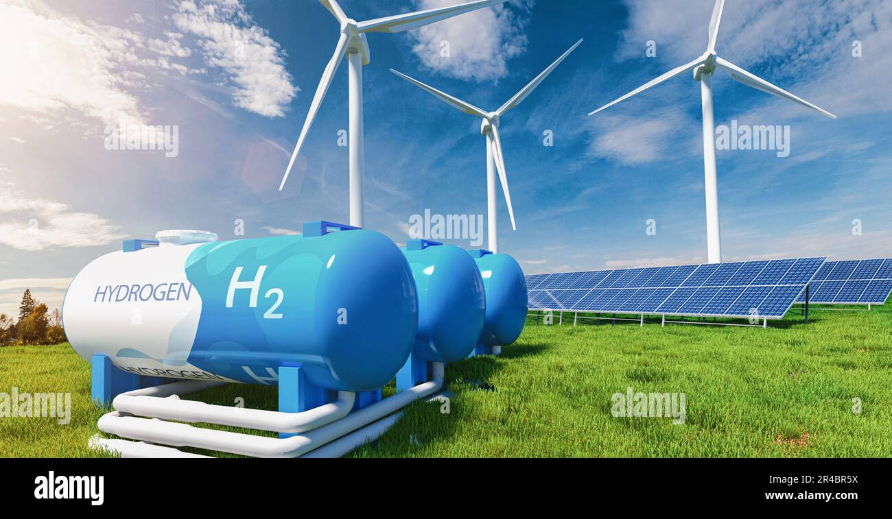 Blue Hydrogen renewable energy production pipeline. green hydrogen gas ...