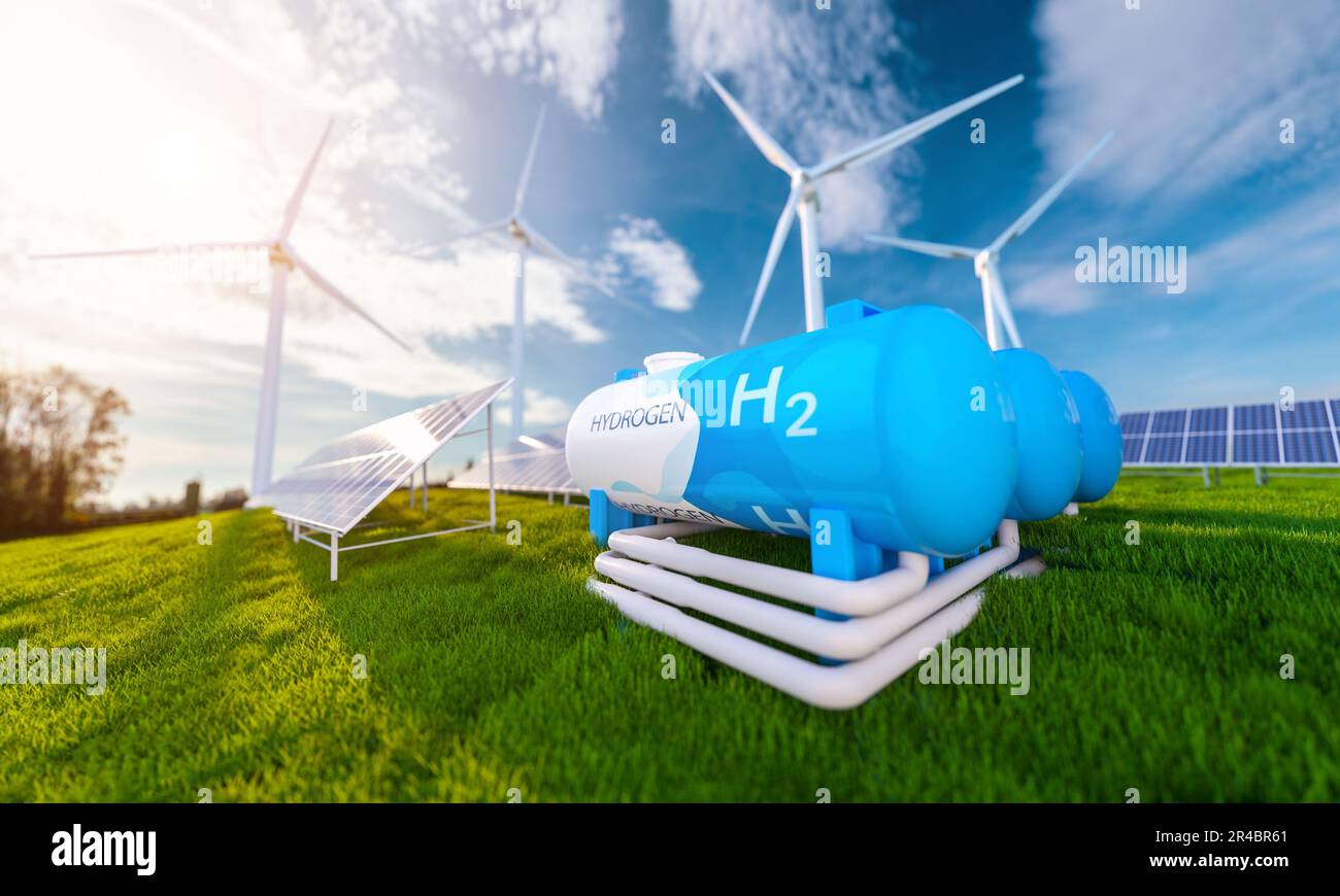 Blue Hydrogen renewable energy production pipeline. green hydrogen gas ...